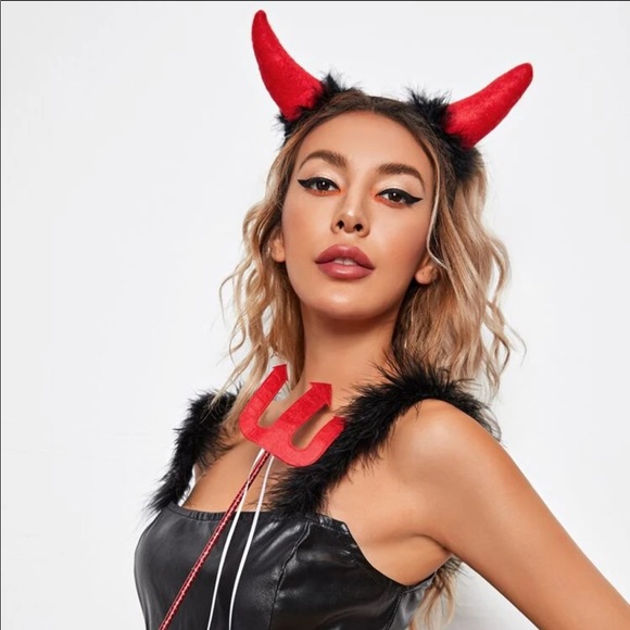 Private Label | Other | Red Devil Halloween Horn Hair Hoop Pitchfork ...